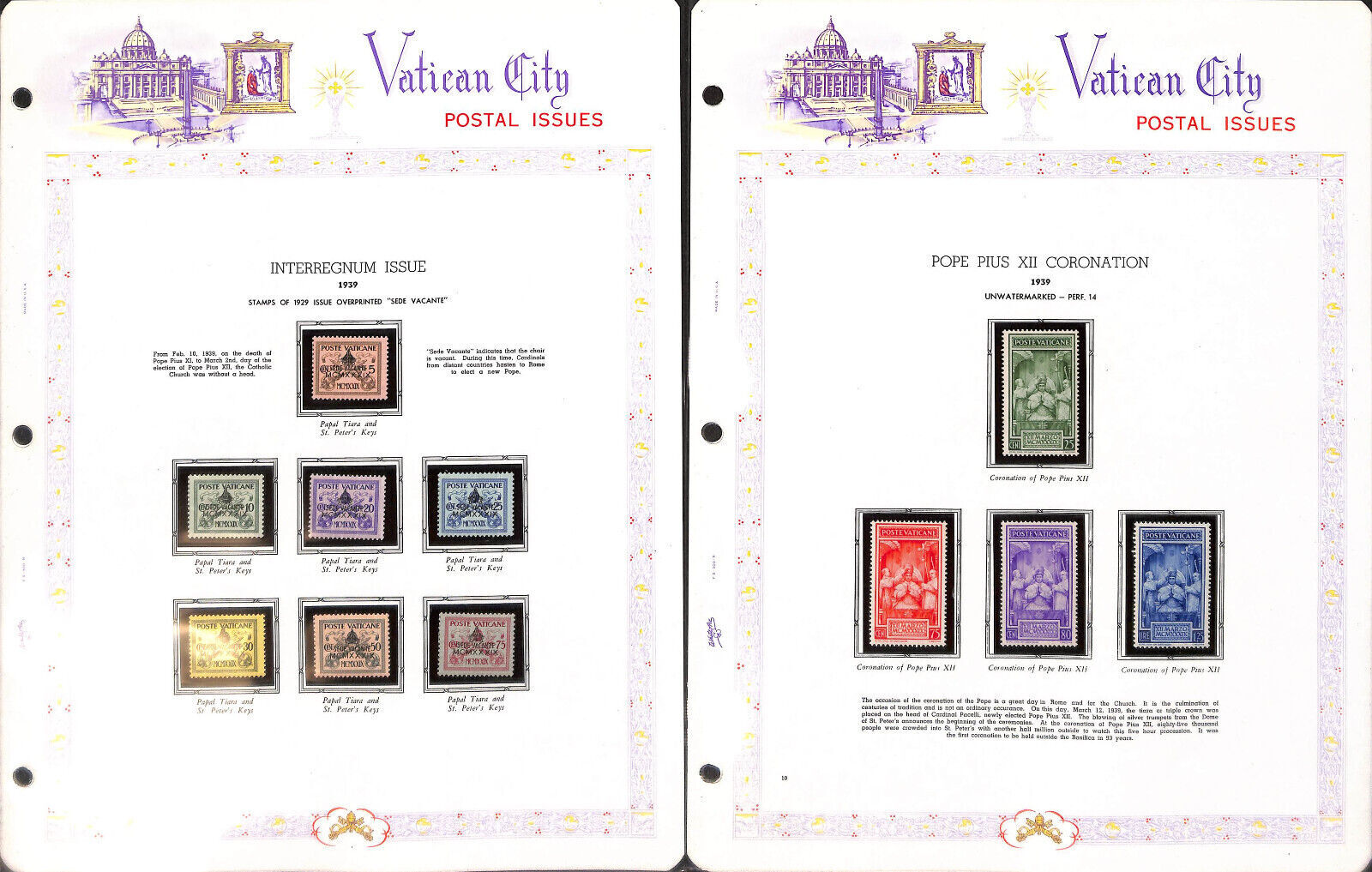 Vatican City Stamp Collection In White Ace Album, 1929-1954, Loaded ...