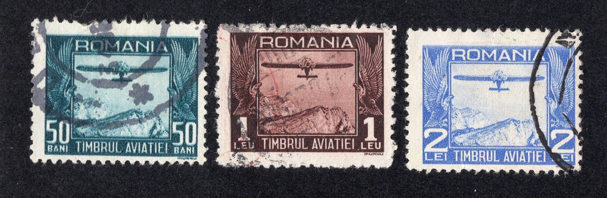 Romania 1931 Set of 3 Airplane Postal Tax, Scott RA16-RA18 used, value ...