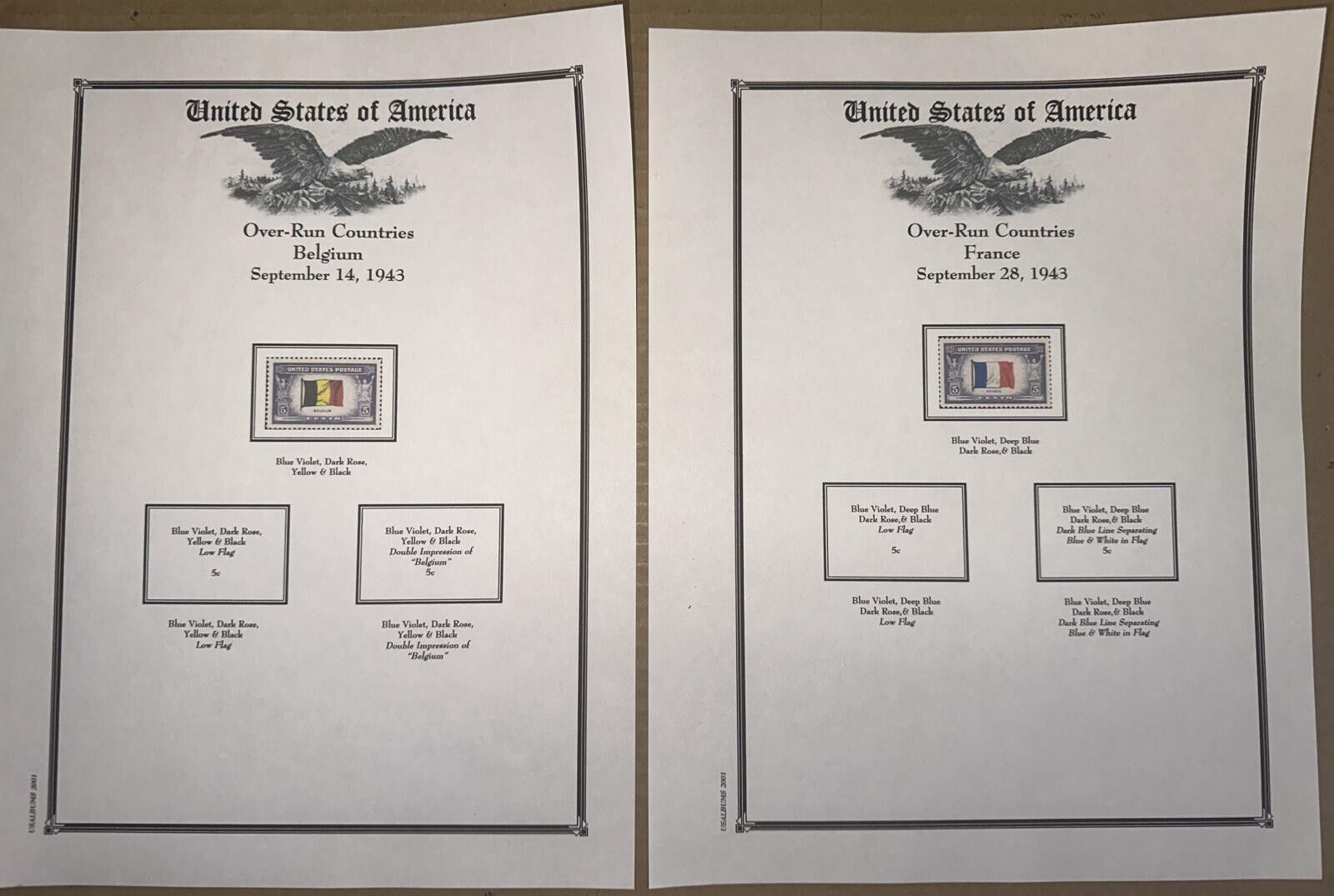 WW2 Patriotic Overrun Countries SET Album Pages for Printing Errors ...