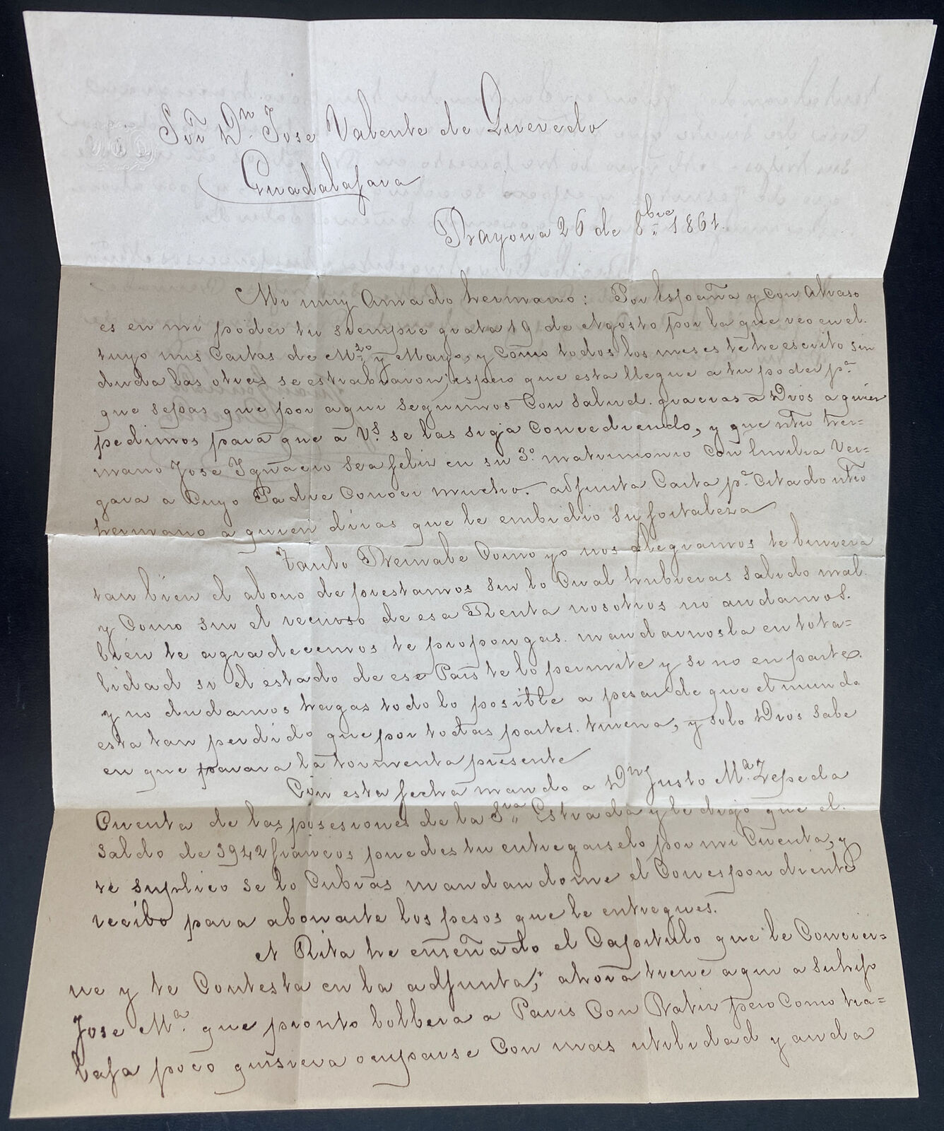 1861 Bayonne France Letter Sheet cover To Guadalajara Mexico Royal Mail ...