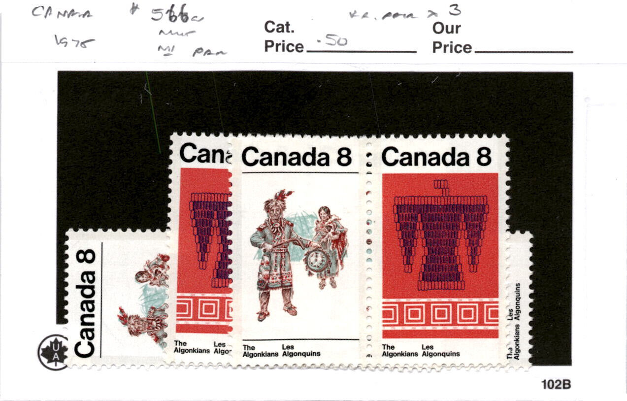 Canada, Postage Stamp, #566a Pairs (3 ea) Mint NH, 1972 Indian (AB ...