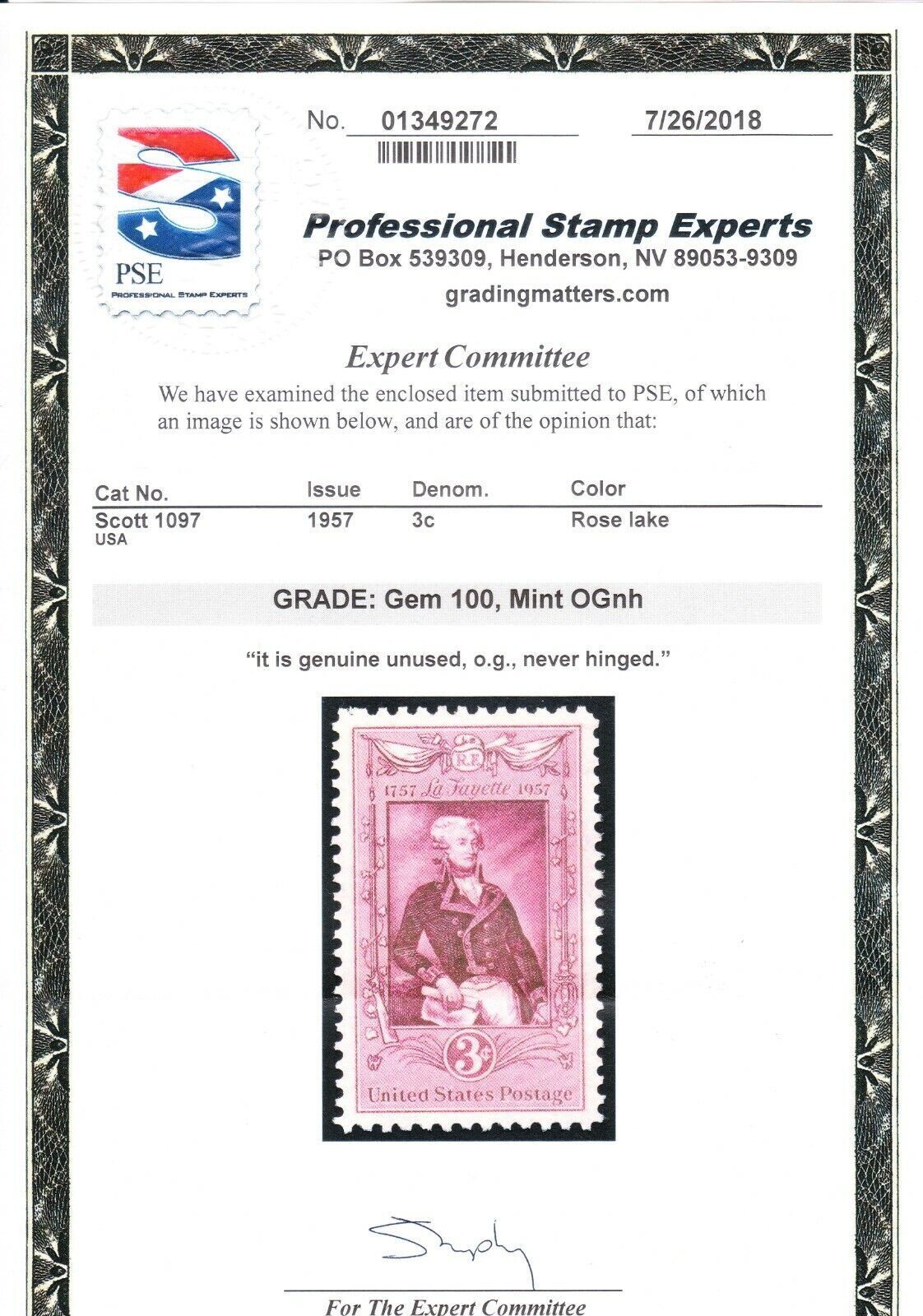 MOstamps - US #1097 Mint OG NH Grade 100 with PSE Cert - Lot # MO-2908 ...