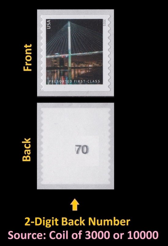 US 5808 Bridges presorted first-class 25c single 2d back # MNH 2023 ...