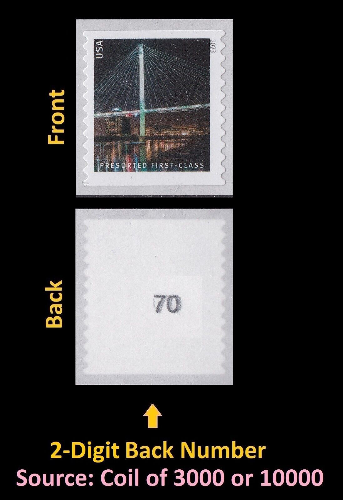 US 5808 Bridges presorted first-class 25c single 2d back # MNH 2023 ...