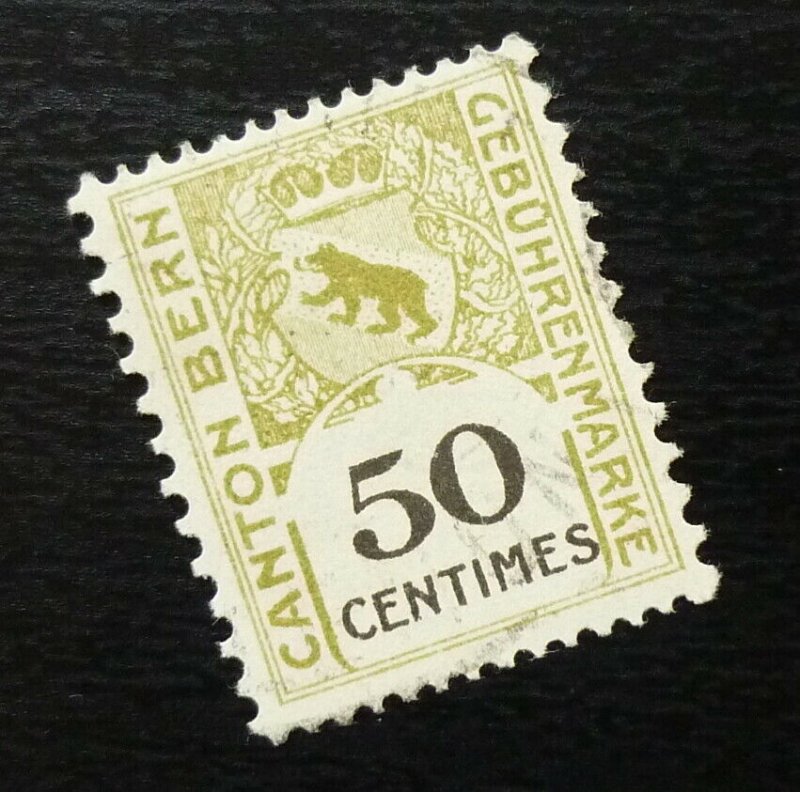 Switzerland Early Revenue Stamp - Schweiz canton bern bear crown crest ...