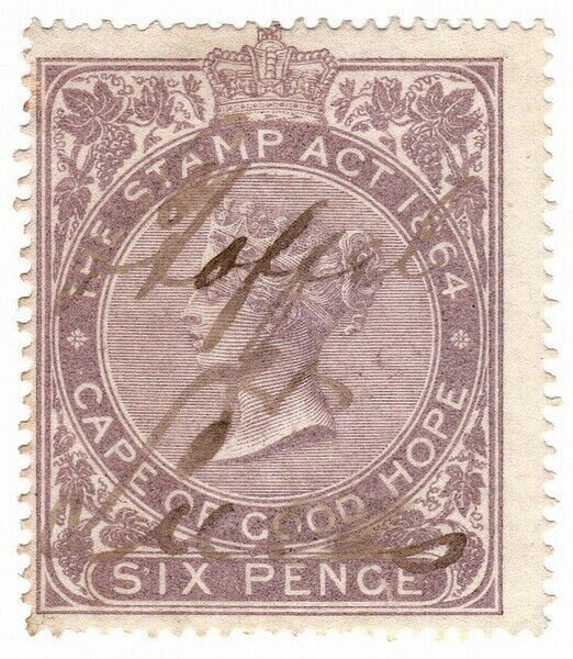 (I.B) Cape of Good Hope Revenue : Stamp Duty 6d (1865) | Africa - South ...