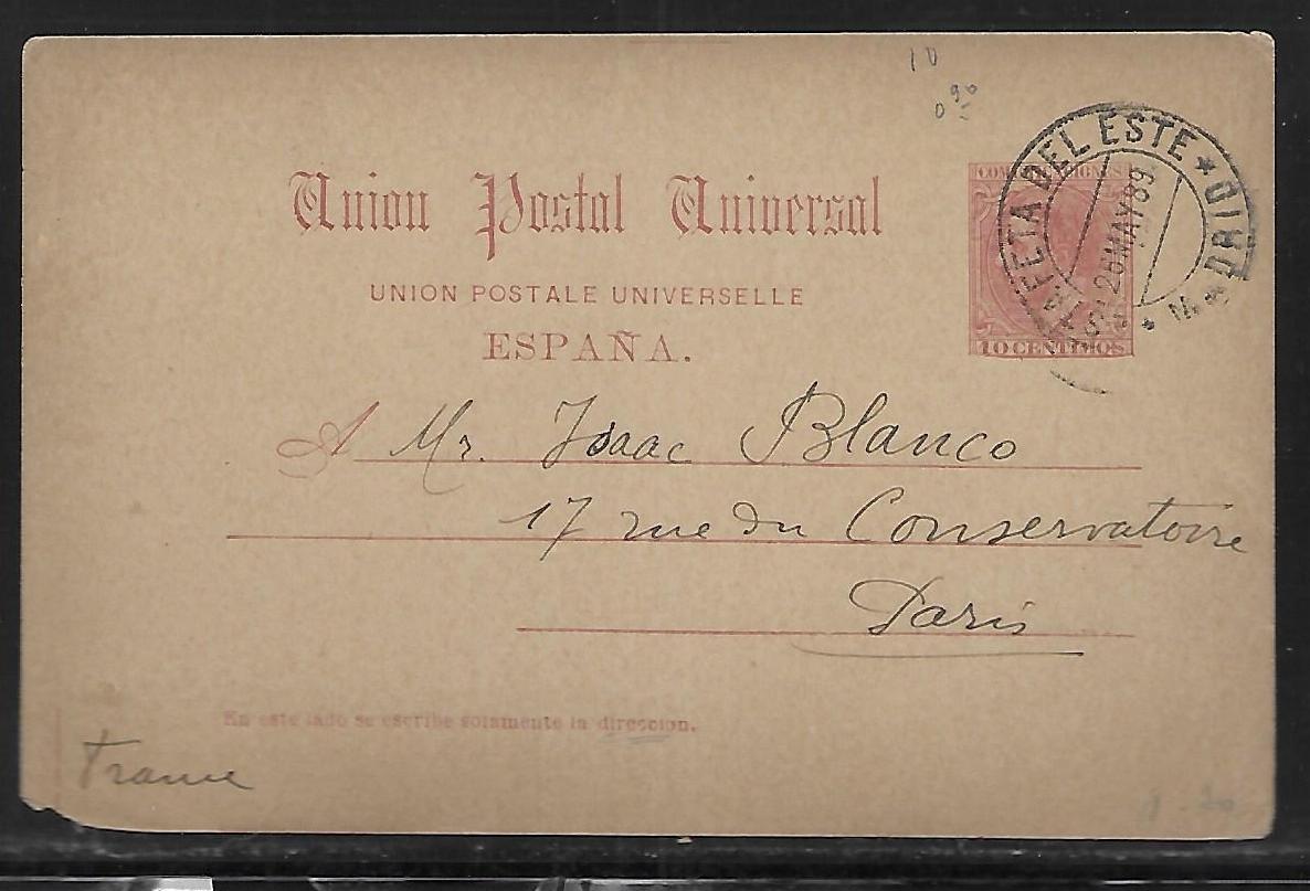 Spain Postal Stationery Postcard H&G 10 Used to Paris 1889 (z4 ...