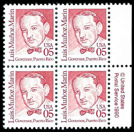 PCBstamps US #2173a CW 20c(4x5c) Luis Munoz Marin, MNH, (CW-4) | United ...