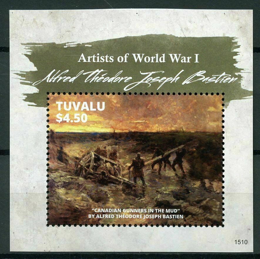 Tuvalu 2015 MNH Military Stamps WWI WW1 Artists Alfred Theodore Bastien ...