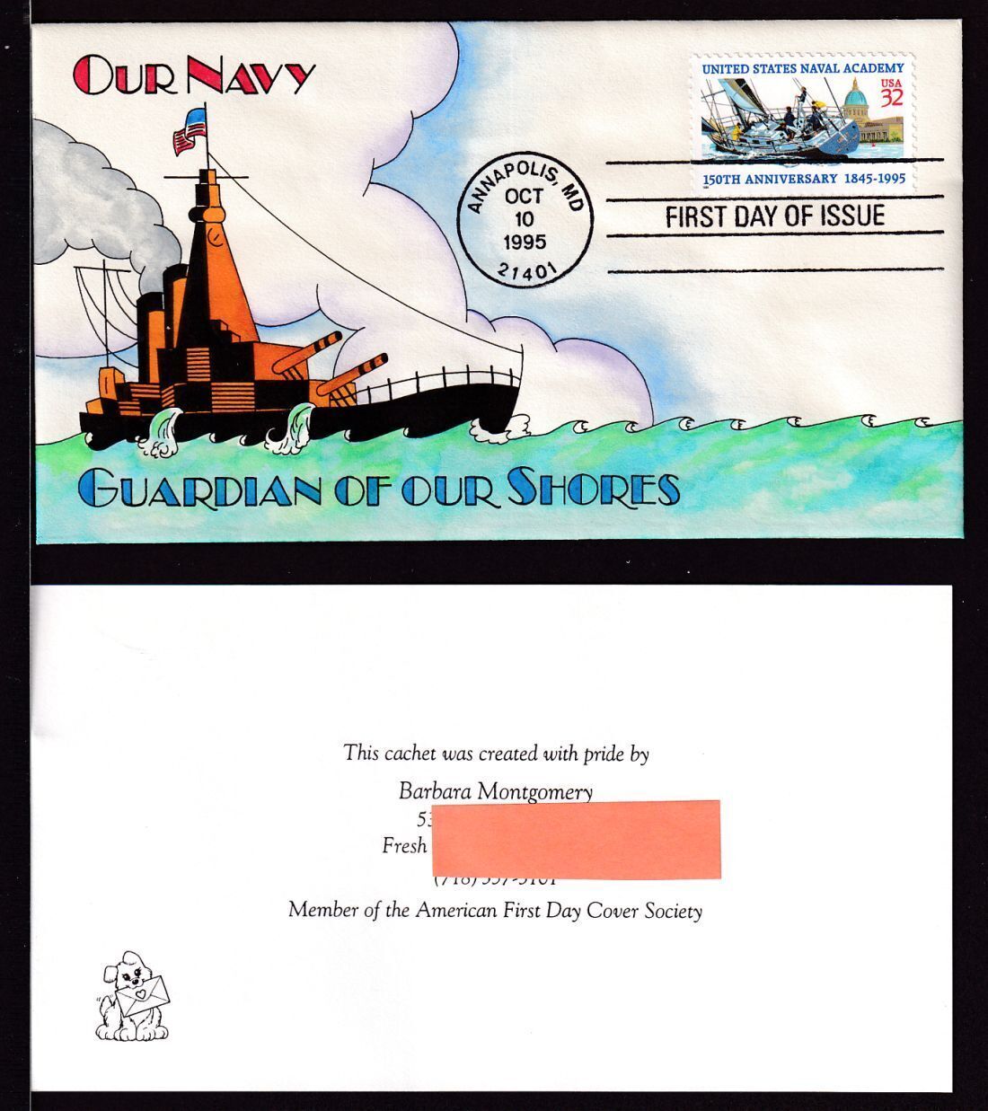 1995 Naval Academy c Sc 3001 FDC Barbara Montgomery limited 40/50 ...