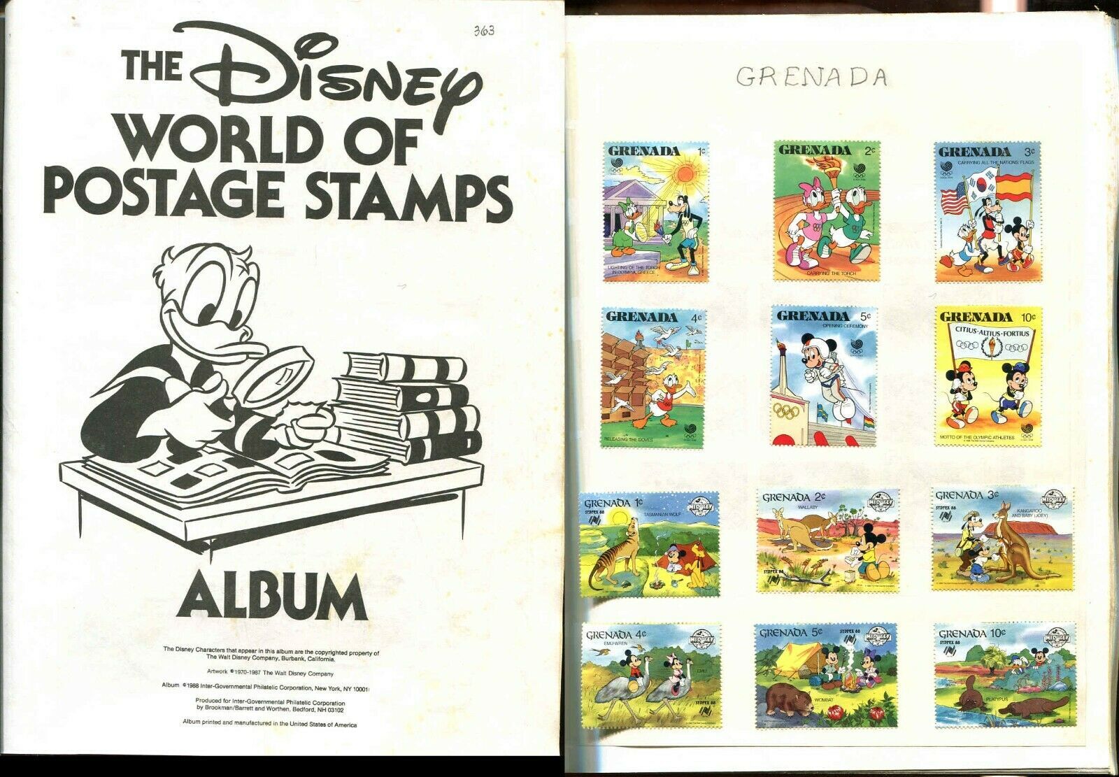 The Disney World of Postage Stamps Album 363 Different Genuine Stamps ...