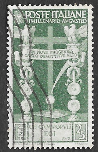 Italy Scott #380 25c Roman Cross Emperor Augustus Caesar/Mussolini ...