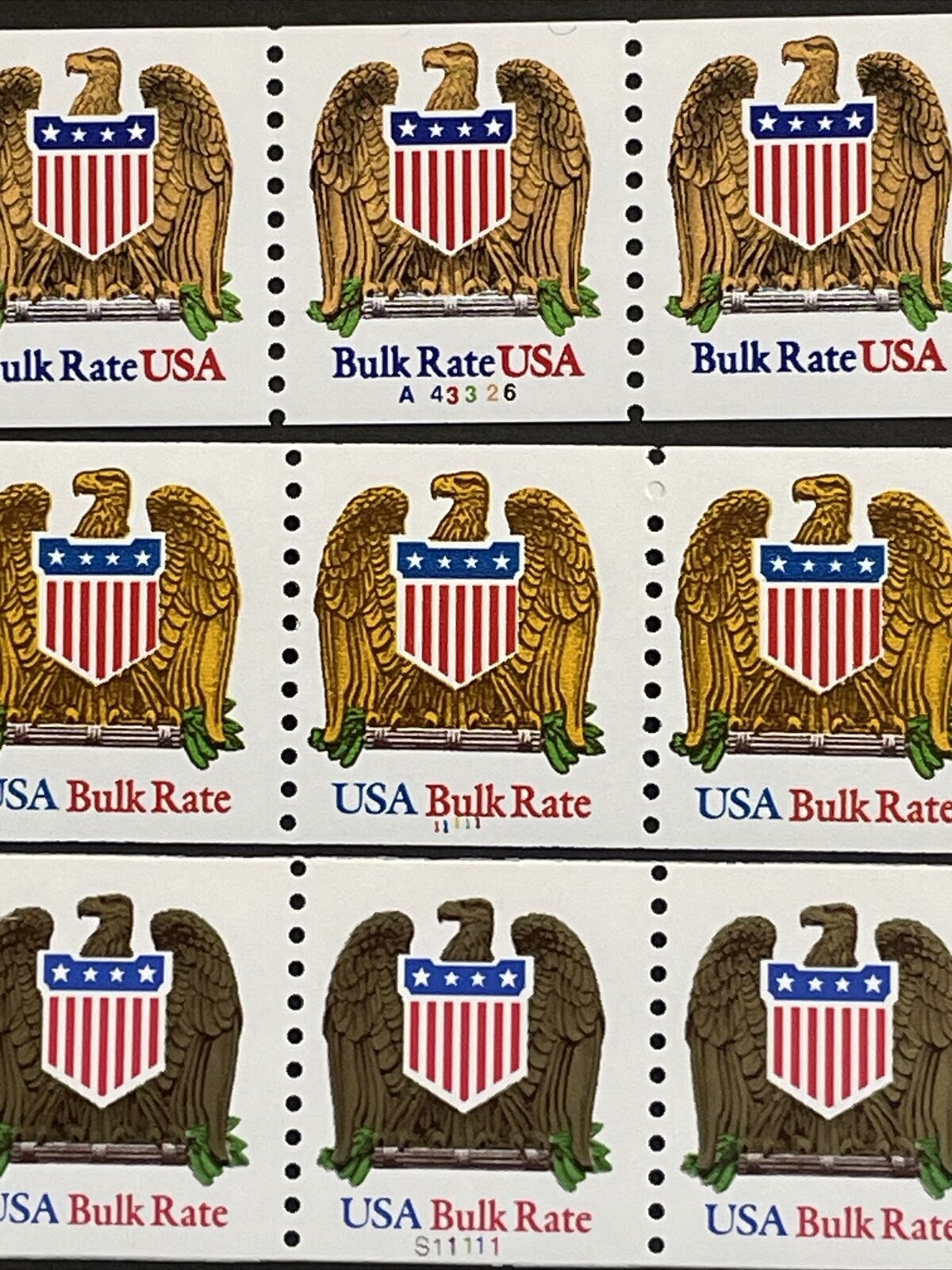 3 Different US PNC5 10c Eagle & Shield Bulk Rate Stamps Sc# 2602-2604 ...
