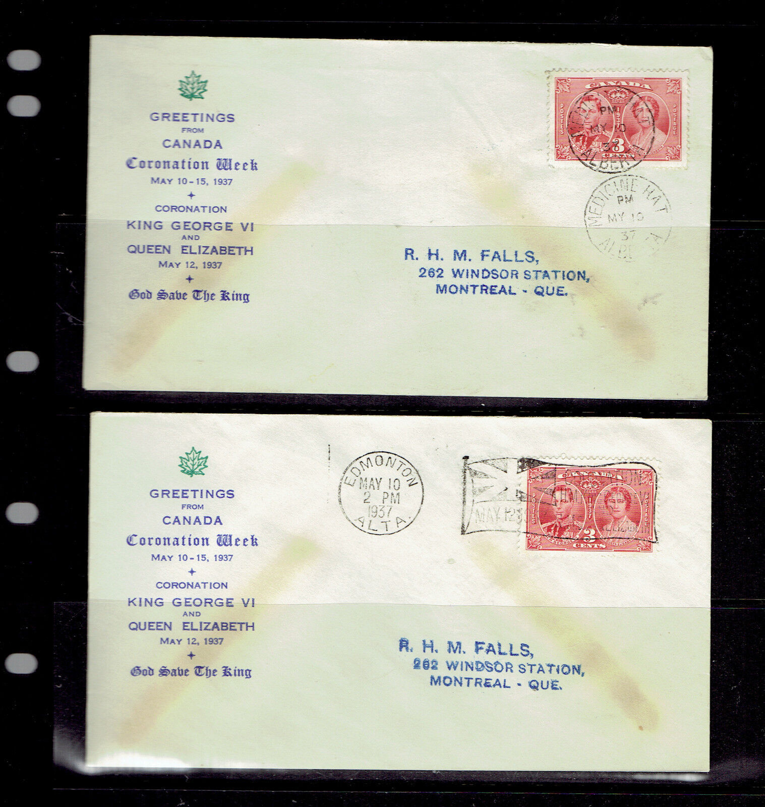CANADA 1937 covers (20) Coronation different + letters CPR letterhead ...