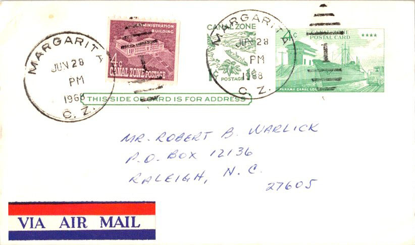 Canal Zone 4c Administrative Building Coil on 4c Ship in Lock Postal ...