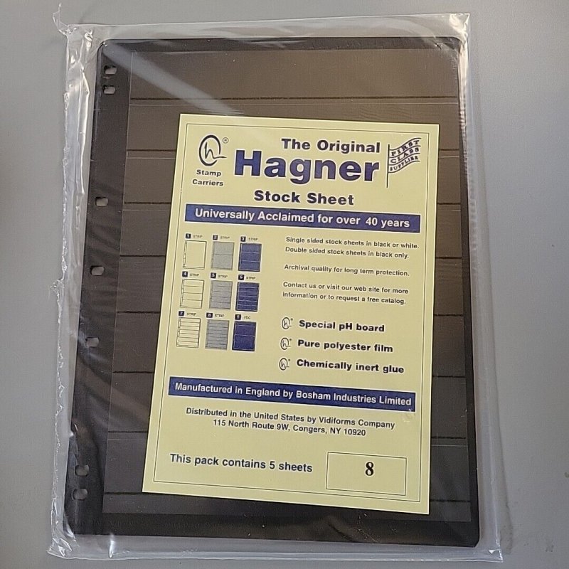 Stock Sheets 10 Pages for STAMP Single Sided 8 Row Polyester Film BLACK ...