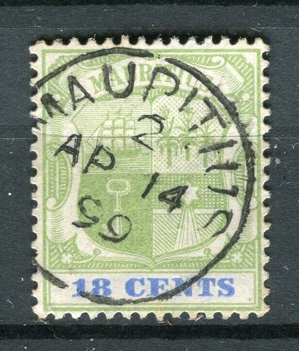 MAURITIUS; Early 1890s Coat of Arms issue used 18c. value + fine ...