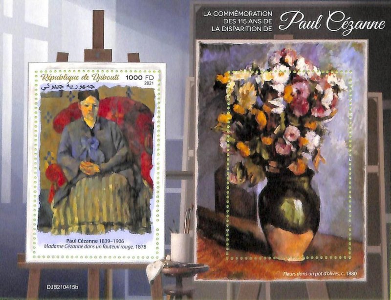 A7713 - DJIBOUTI - ERROR MISPERF Stamp Sheet - 2021 ART Paul Cezanne ...