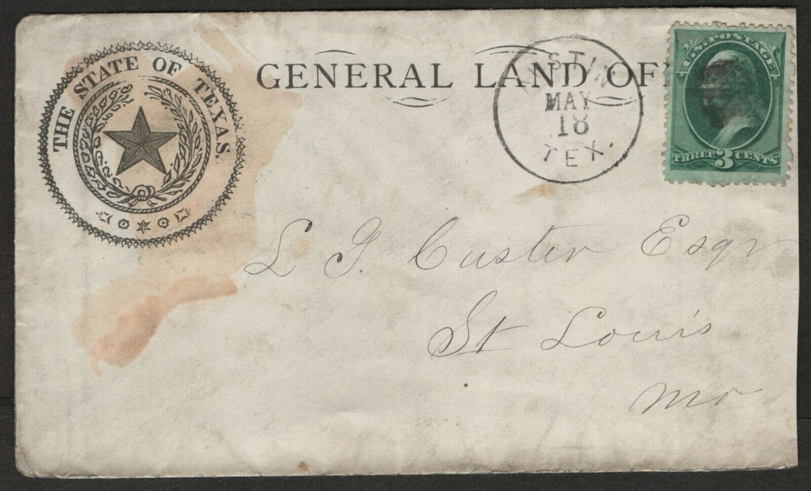 $US cover, State of Texas Official Cover Seal May 18 Austin CDS ...