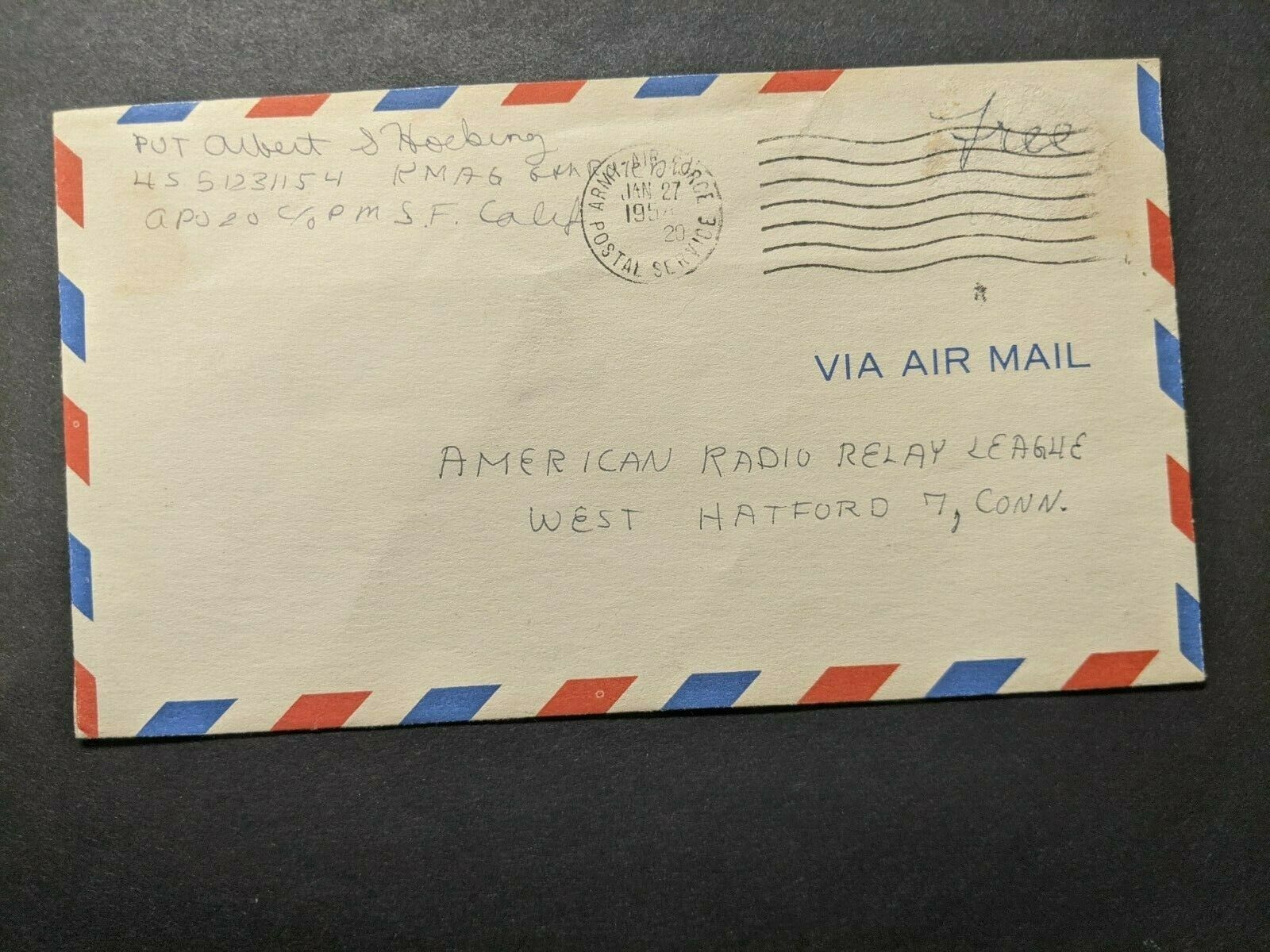 APO 20 CHUNCHON, KOREA 1954 Korean War Army Cover RMAG Soldier's Mail ...