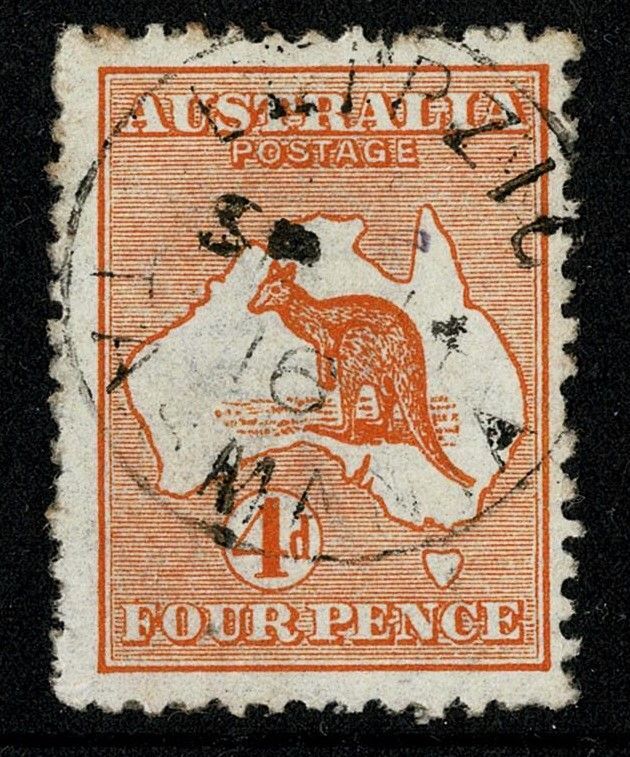 Australia 1913 Kangaroo 4d Orange 1st Watermark Used - LEIPZIG ...