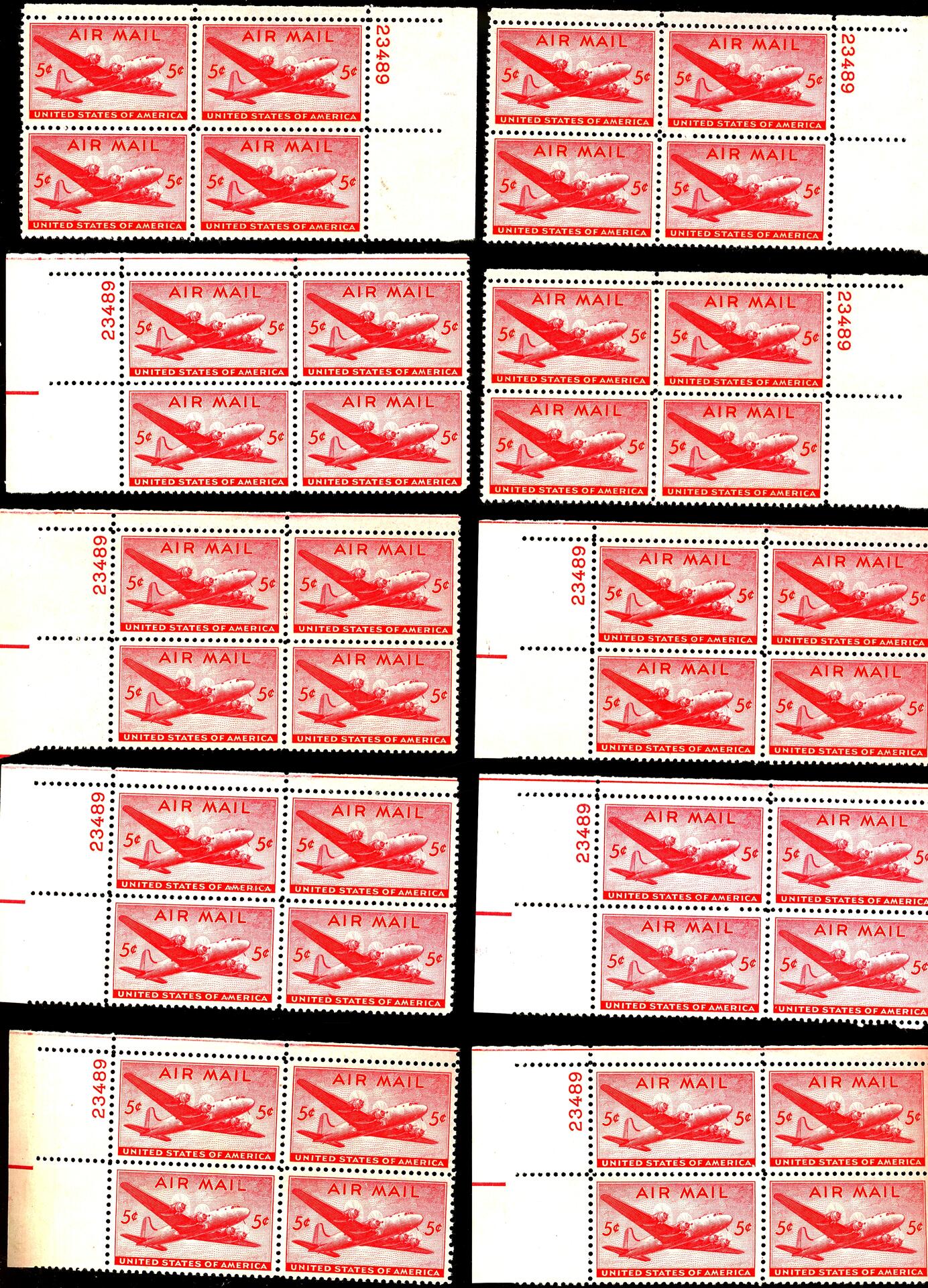 U.S. #C32 Mint OG Nh-10 Palte Blocks (Plate #23489) | United States ...