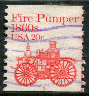 1908 US 20c Fire Pumper coil, used PNS #5 | United States, Stamp / HipStamp