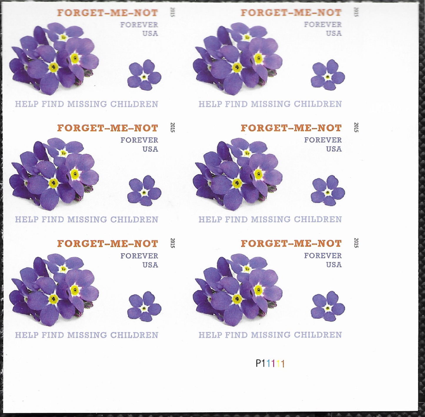 US #4987a Plate block of 6. Imperf. Forget-me-not. Help find missing ...