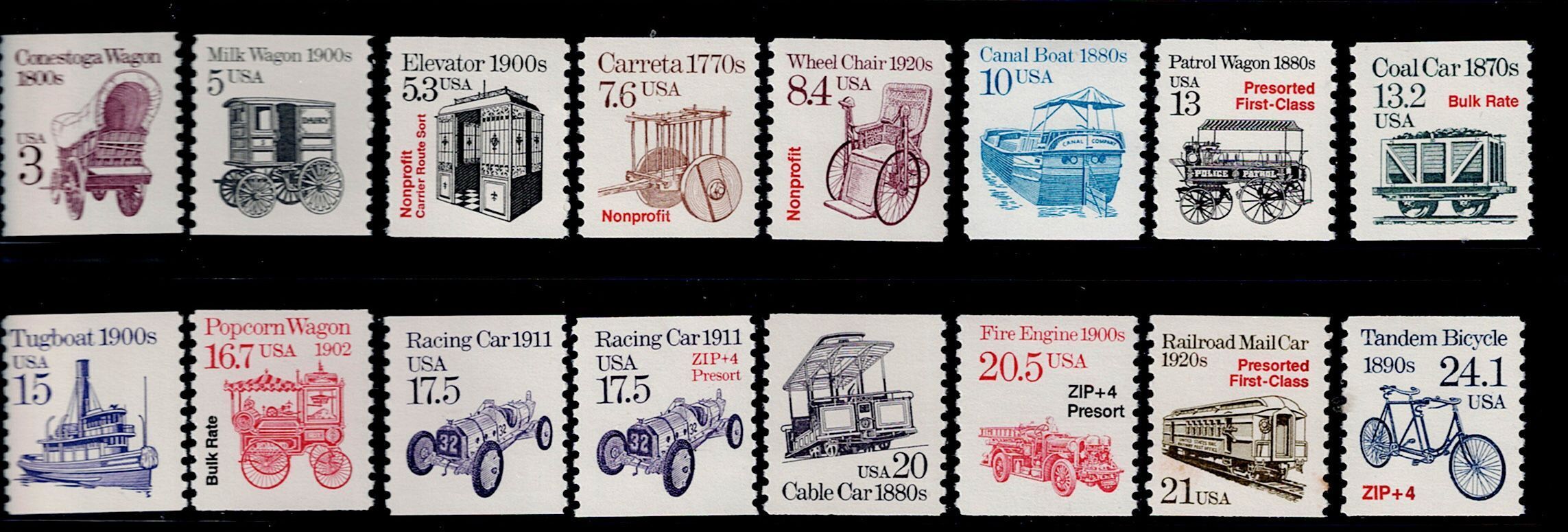 USA # 2252-66 MNH Coils Transportation 16 Stamps | United States ...