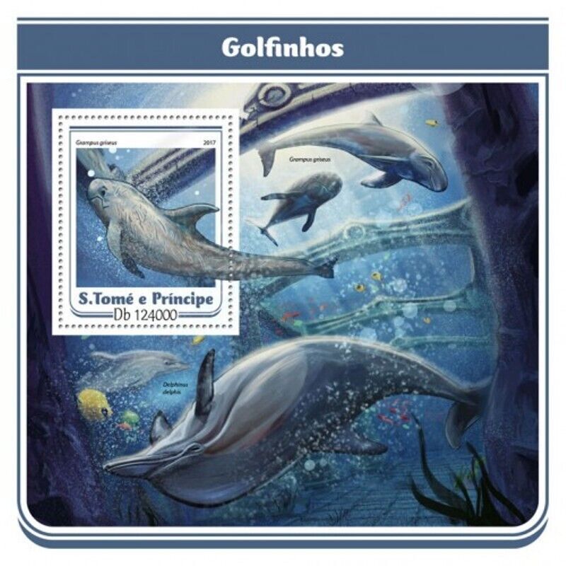 St Thomas - 2017 Dolphins on Stamps - Stamp Souvenir Sheet - ST17102b ...