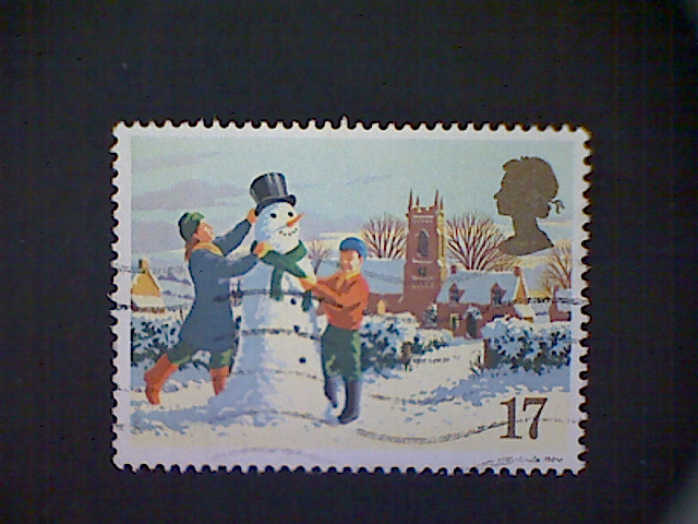 Great Britain, Scott #1340, used(o), 1990, Christmas, Snowman, 17p ...