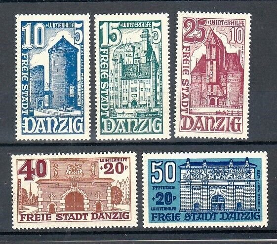 German Area - Danzig Sc B15-19 LH Issue of 1936 - Castles | Europe ...