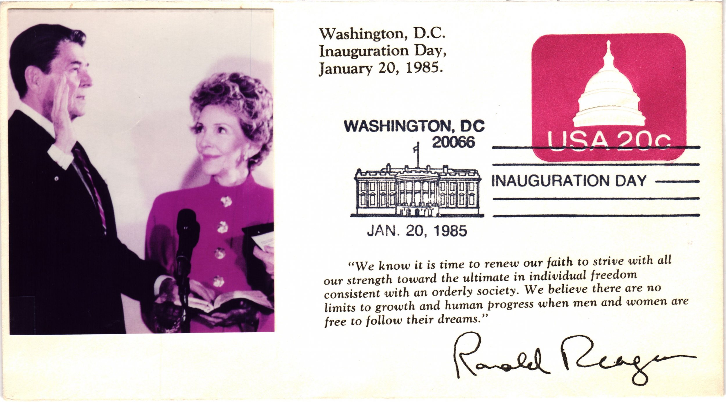 1985 Reagan - Bush Inauguration -Quadracolor Plus Photo Cachet | United ...