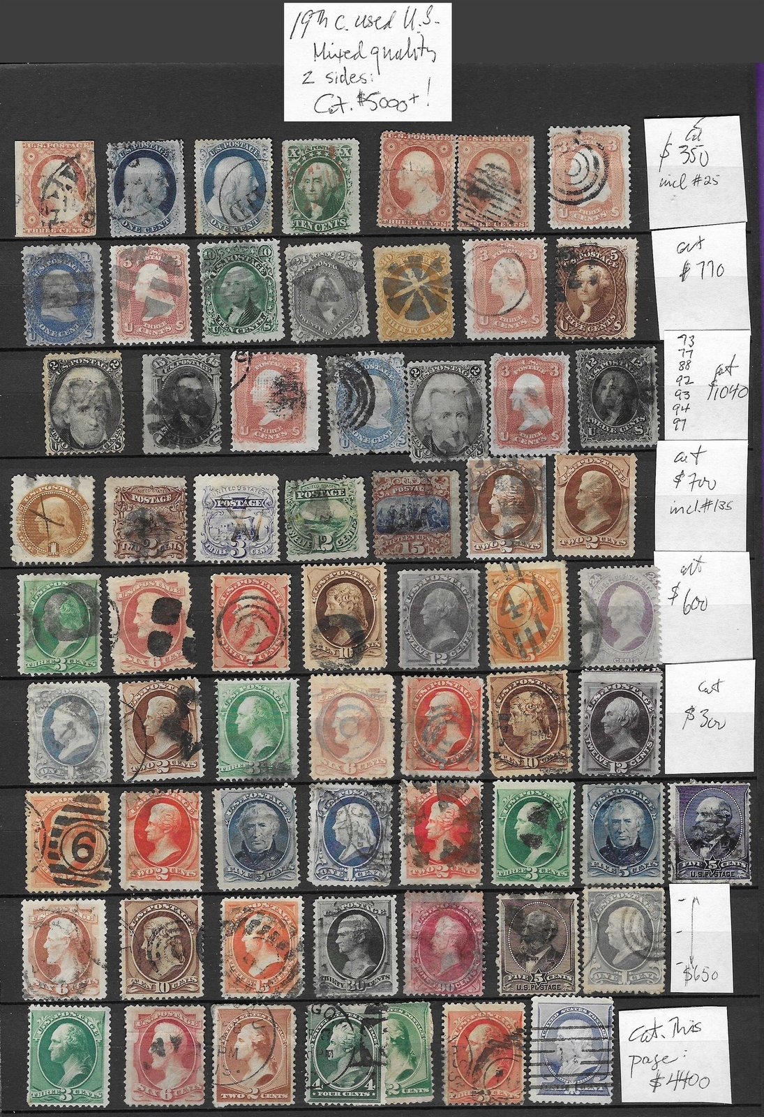 TWO PAGE Collection of Mostly Used US Stamps, Strong in CLASSICS! SCV ...