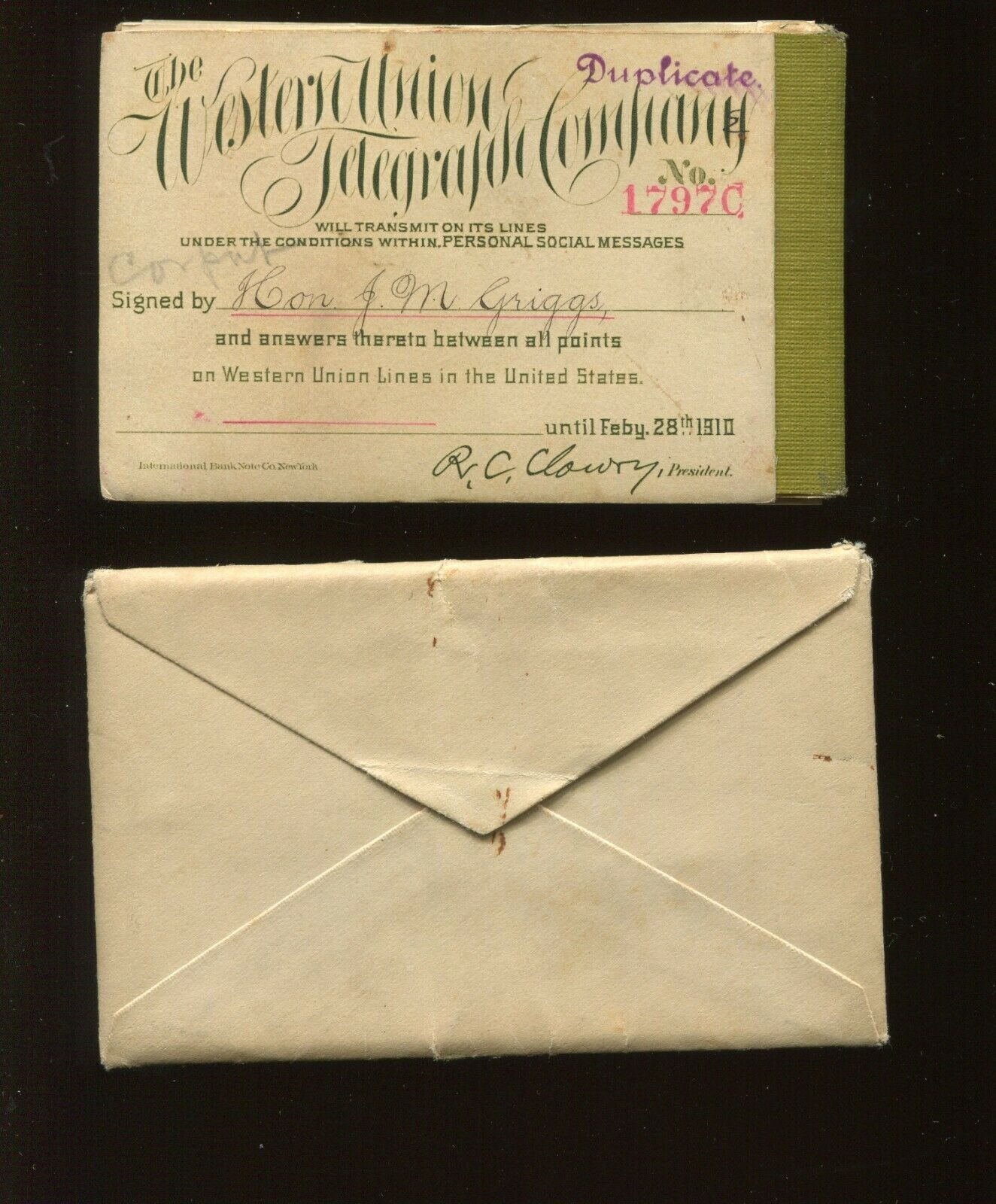 16T40 Western Union Telegraph Co. Booklet with 8 Intact Panes (Bz 590 ...