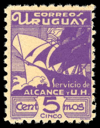 URUGUAY Sc I2 MNH - 1936 3c - Galleon & Modern Steamship - Late Fee ...