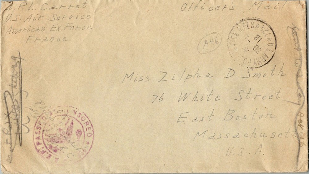 United States A.E.F. World War I Soldier's Free Mail 1918 U.S. Army ...