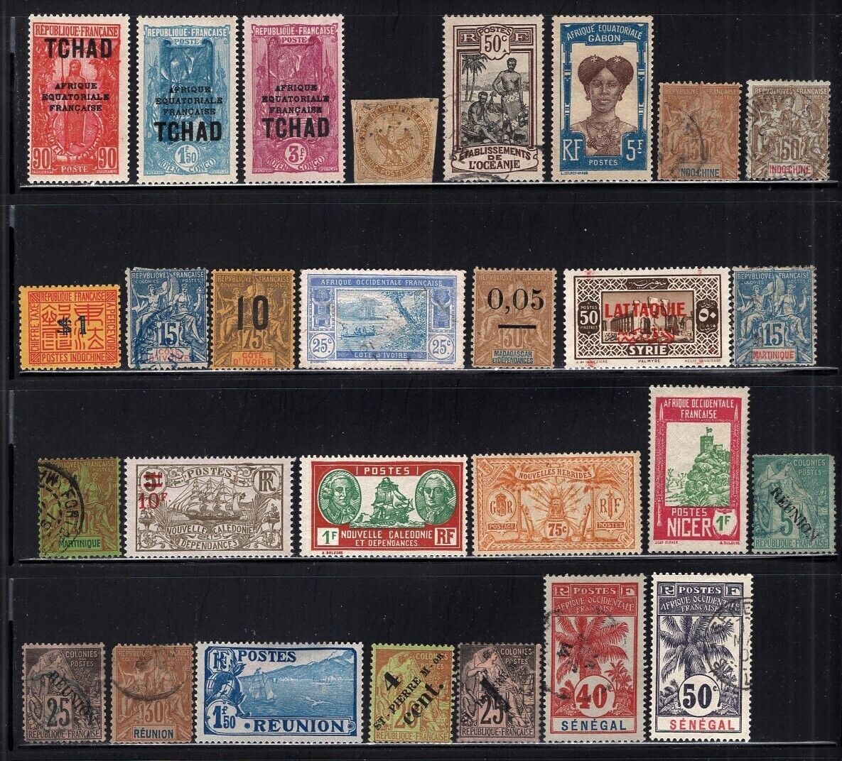 French Colonies Old Time Selection of 78 Stamps Many Better Mint-Used ...
