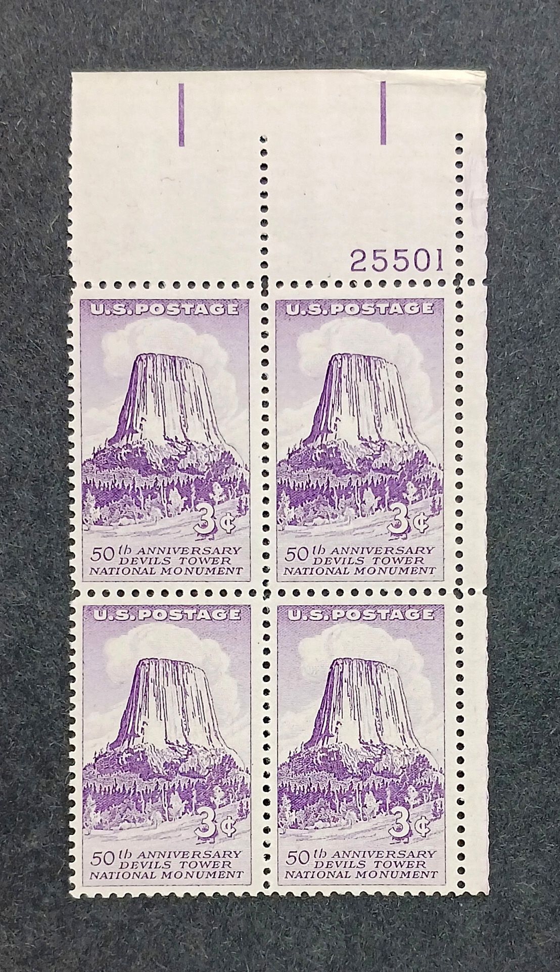 Sc# 1084 3c Devils Tower National Monument Plate Block, MNH/OG | United ...
