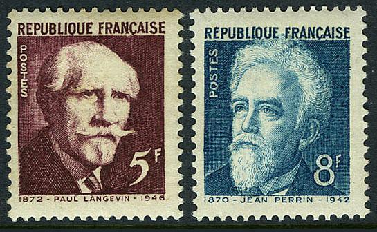 France 608-609, hinged. Mi 831-832. 1948. Physicists Paul Langevin ...