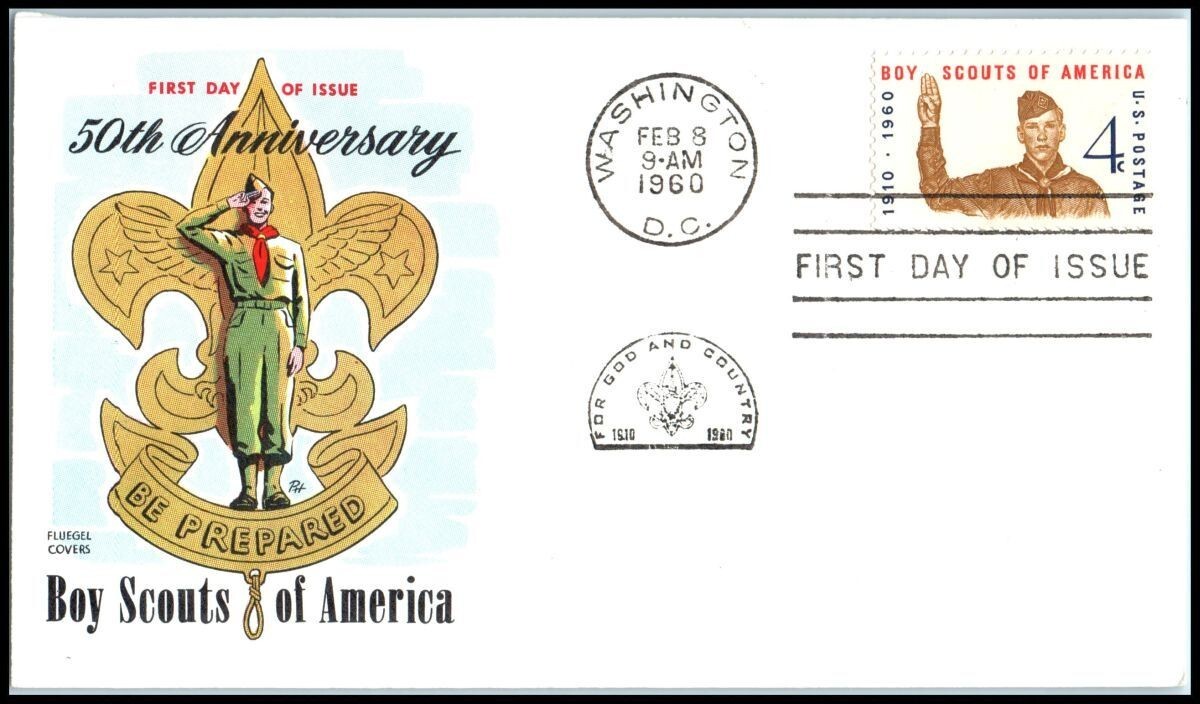 1960 Boy Scouts BSA 50th anniversary Sc 1145 FDC with Fluegel cachet UA ...