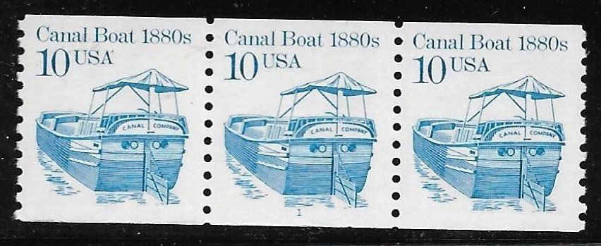 US Stamps: #2257; 10c Canal Boat 1880s Coil (Block Tag, DG); #1 PNC3 ...