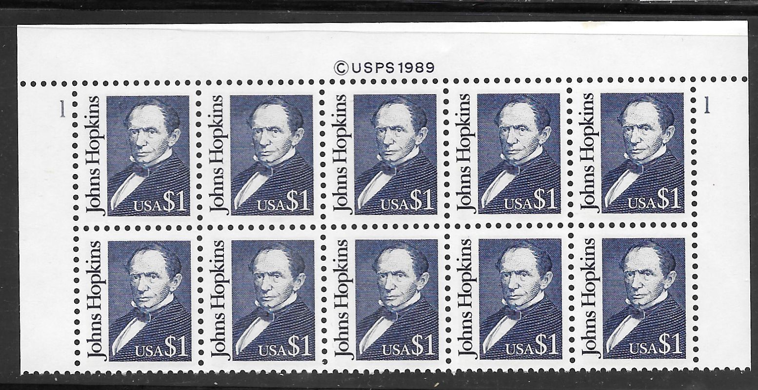 #2194 MNH Johns Hopkins Plate Block & Copy Block of 10 dull gum large ...