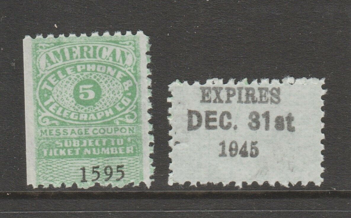 USA Telephone Telegraph stamp 9-12b-1 (NOTE one stamp only Front & Back ...
