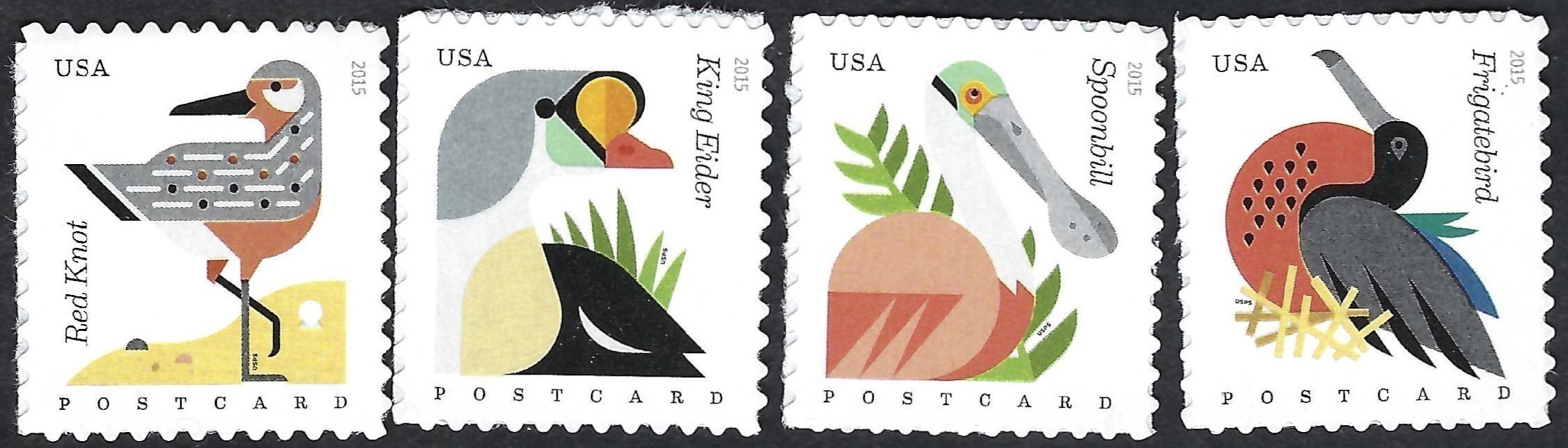 United States #4995-98 PC rate (35¢) Coastal Birds (2015). 4 coil ...
