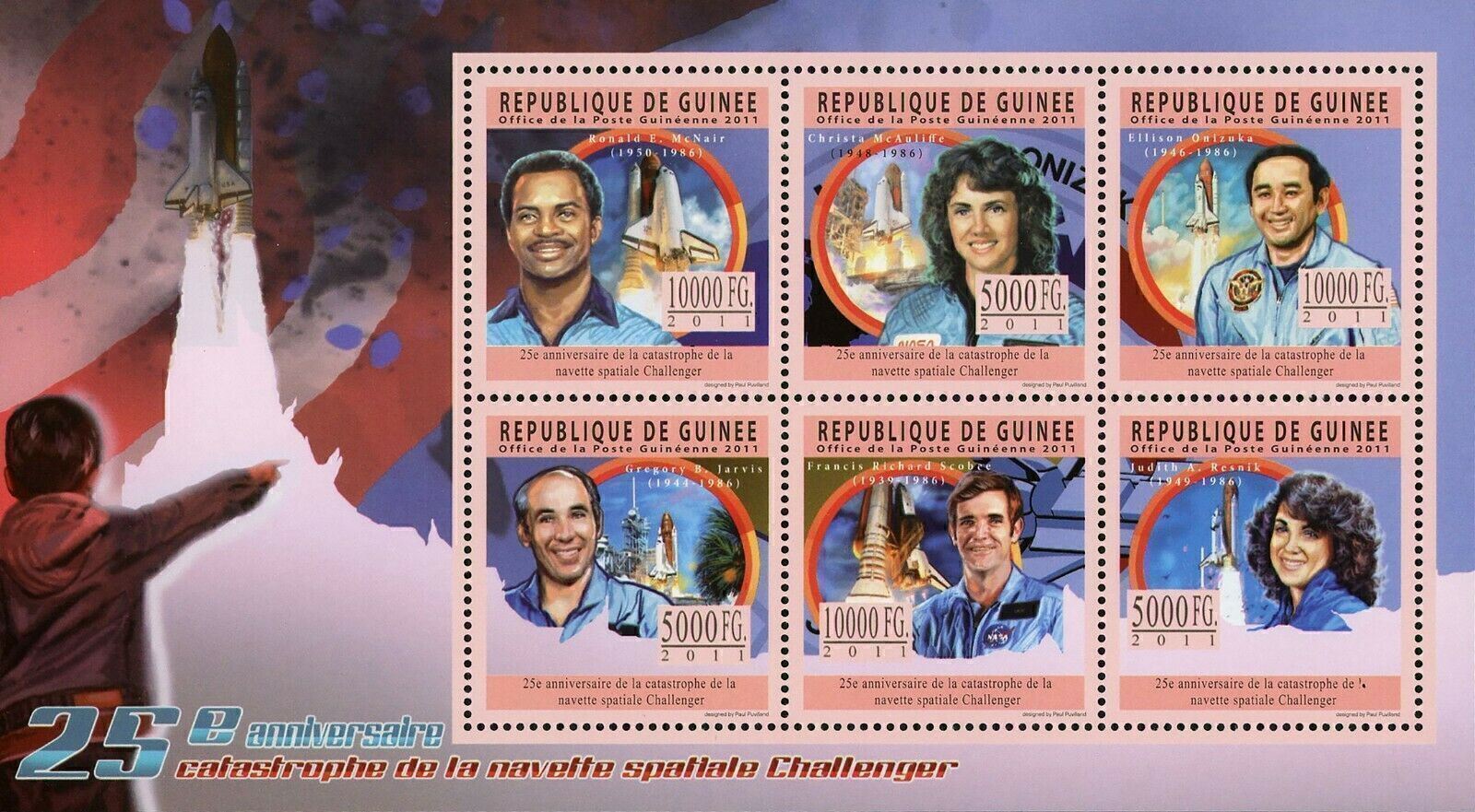 Challenger Stamp 25th Anniversary of Catastrophe Challenger Space S/S ...
