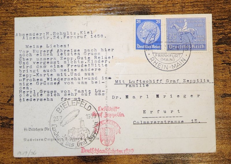1939 Frankfurt Germany LZ 130 Graf Zeppelin 2 Bielefeld Cover Waffen SS ...