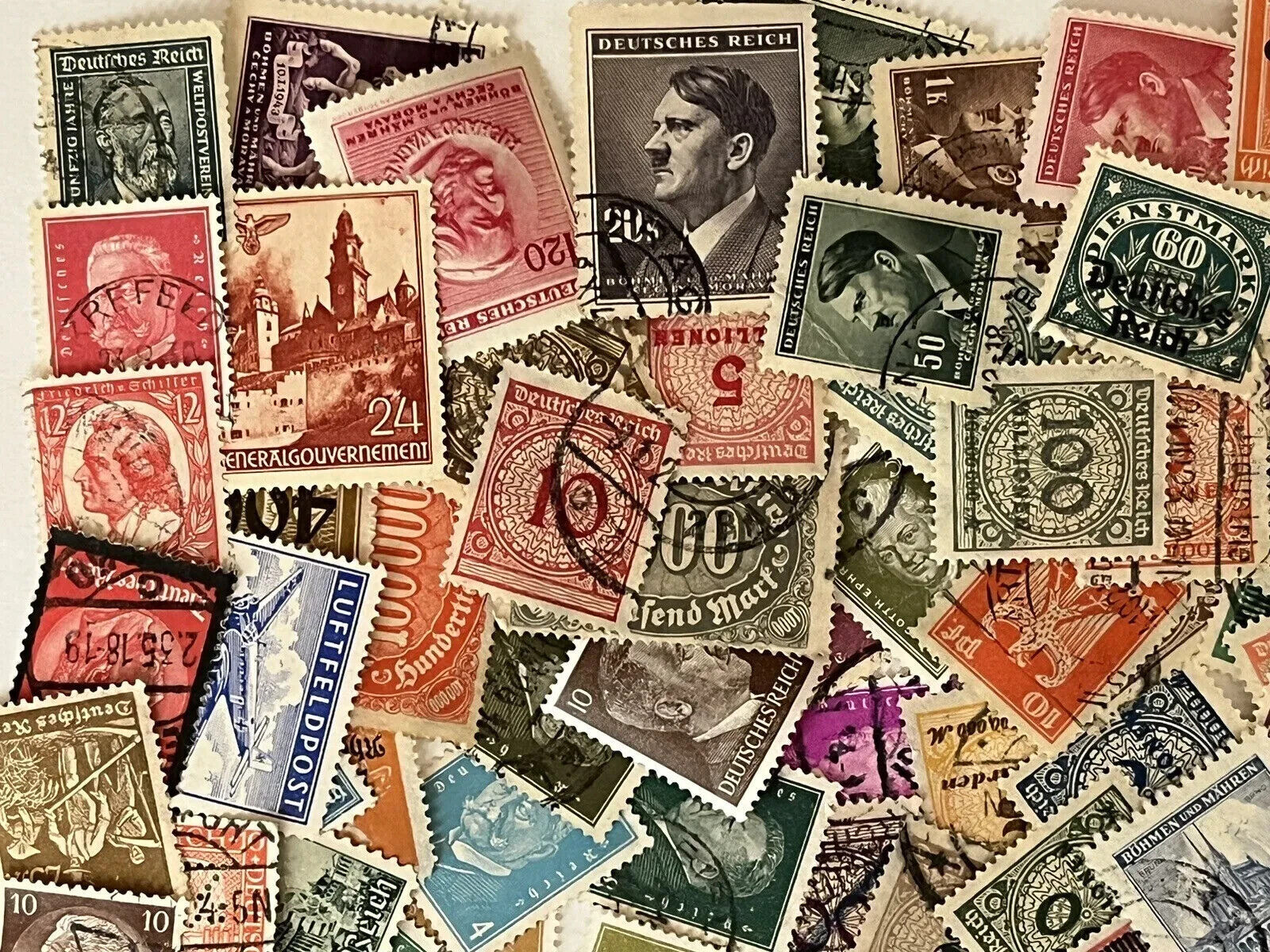 Nazi German HUGE stamp lot 500 pieces Authentic THIRD REICH WWII WW2 ...