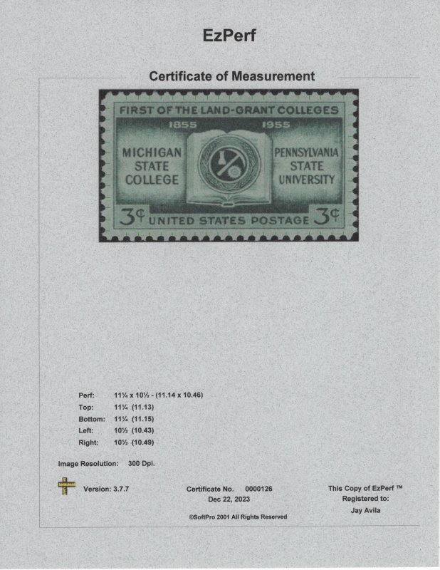 US Scott #1065 MNH OG 3c eGraded With Certificate > eGrade Centering ...