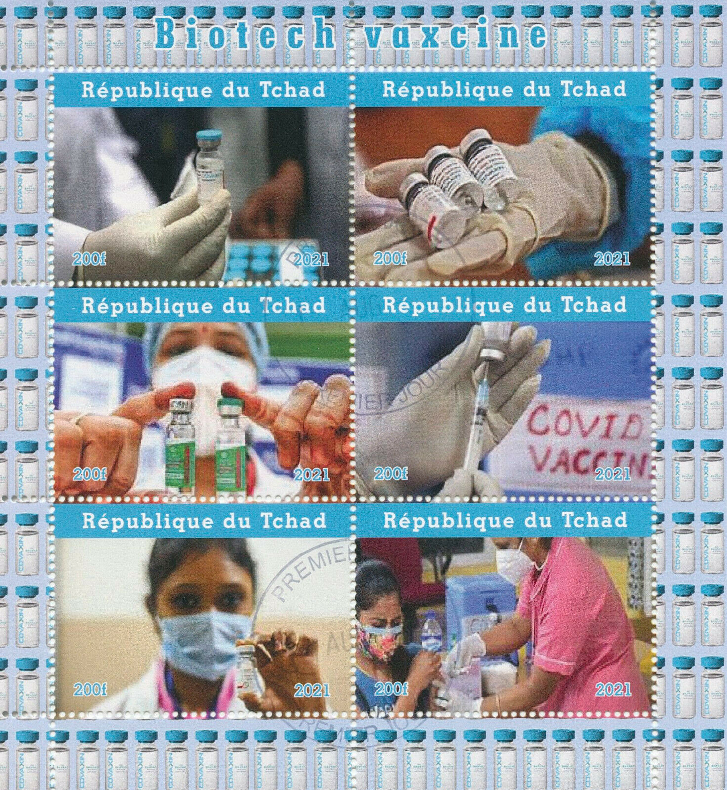 Chad 2021 CTO Medical Stamps Corona Biotech BioNTech Vaccines 6v M/S ...